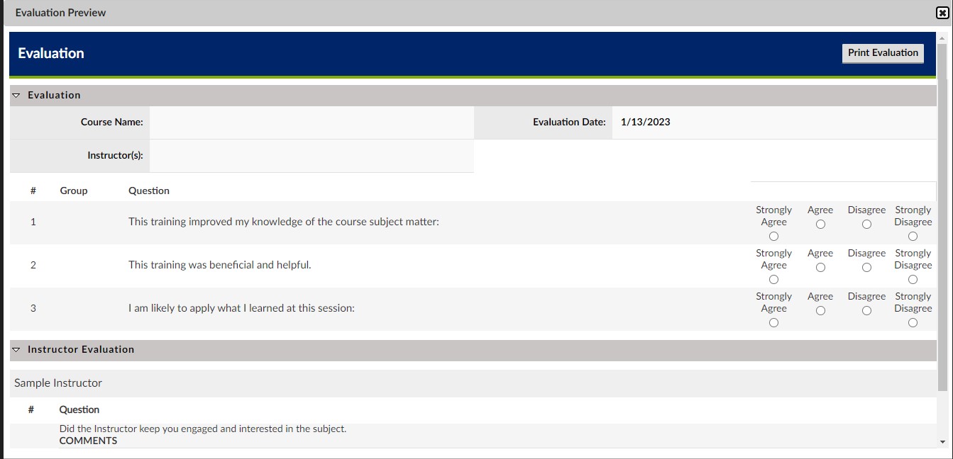 Evaluations - Admin Guide